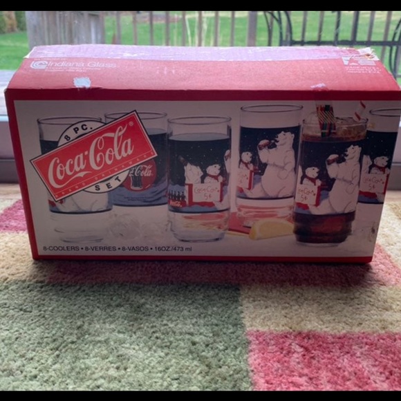 Coca Cola | Dining | 995 Cocacola Polar Bears 5 Cents 8 Pc Beverage Set ...